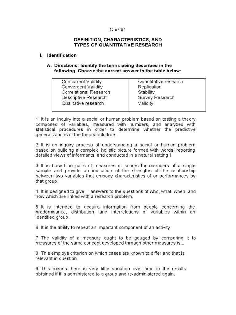 Modular Quiz 1 Studentname | PDF | Validity (Statistics) | Job Satisfaction