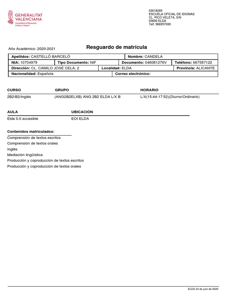 Resguardo Matrícula PDF | PDF