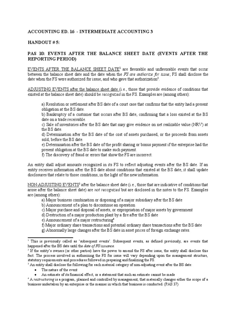 Events After Reporting Date | PDF | Balance Sheet | Private Law