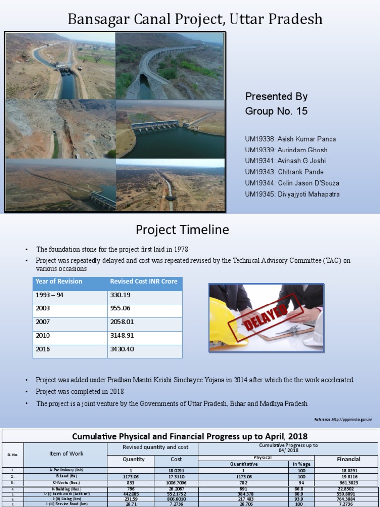 Bansagar Canal Project, Uttar Pradesh: Presented by Group No. 15 | PDF ...