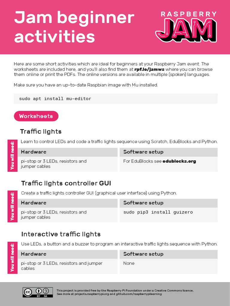 Raspberry Jam Worksheets PDF | PDF | Traffic Light | Raspberry Pi