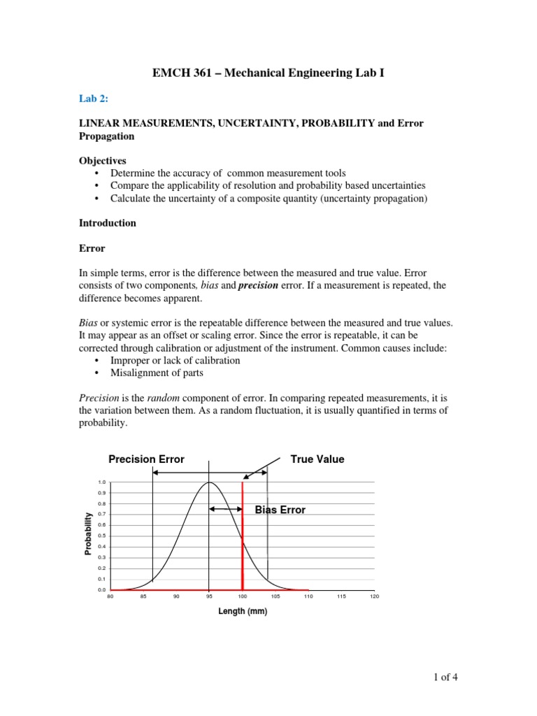 EMCH 361 - Mechanical Engineering Lab I: Linear Measurements, Uncertainty, Probability and Error ...