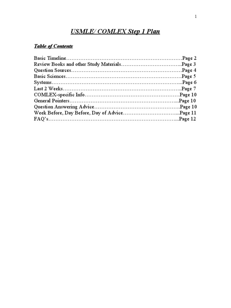 USMLE Study Plan | PDF | Wellness