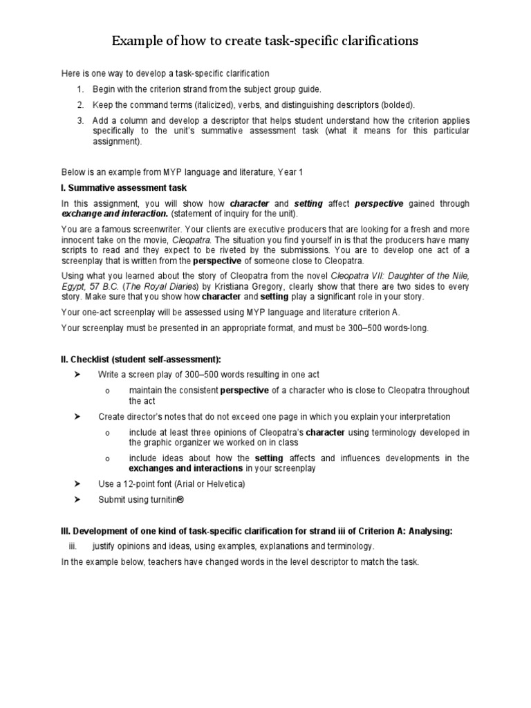 Guide To Task Specific Clarifications PDF | PDF | Screenplay | Cognition