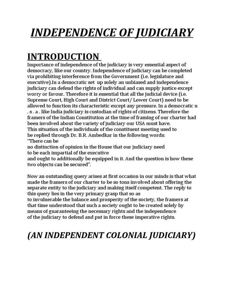Independence of Judiciary: (An Independent Colonial Judiciary) | PDF ...