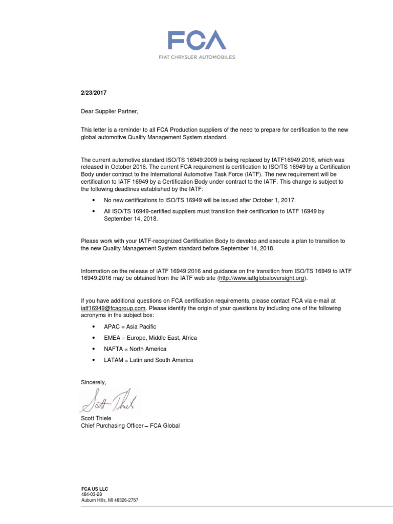 FCA Reminder Letter | PDF