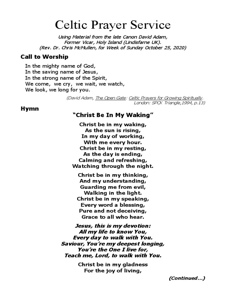 Celtic Prayer Service After David Adam Oct 25'20 | PDF | Lord's Prayer ...