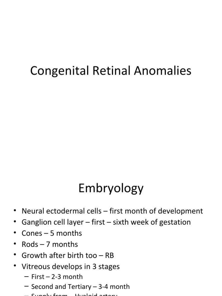 Congenital Retinal Anomalies Overview | PDF | Retina | Epidemiology