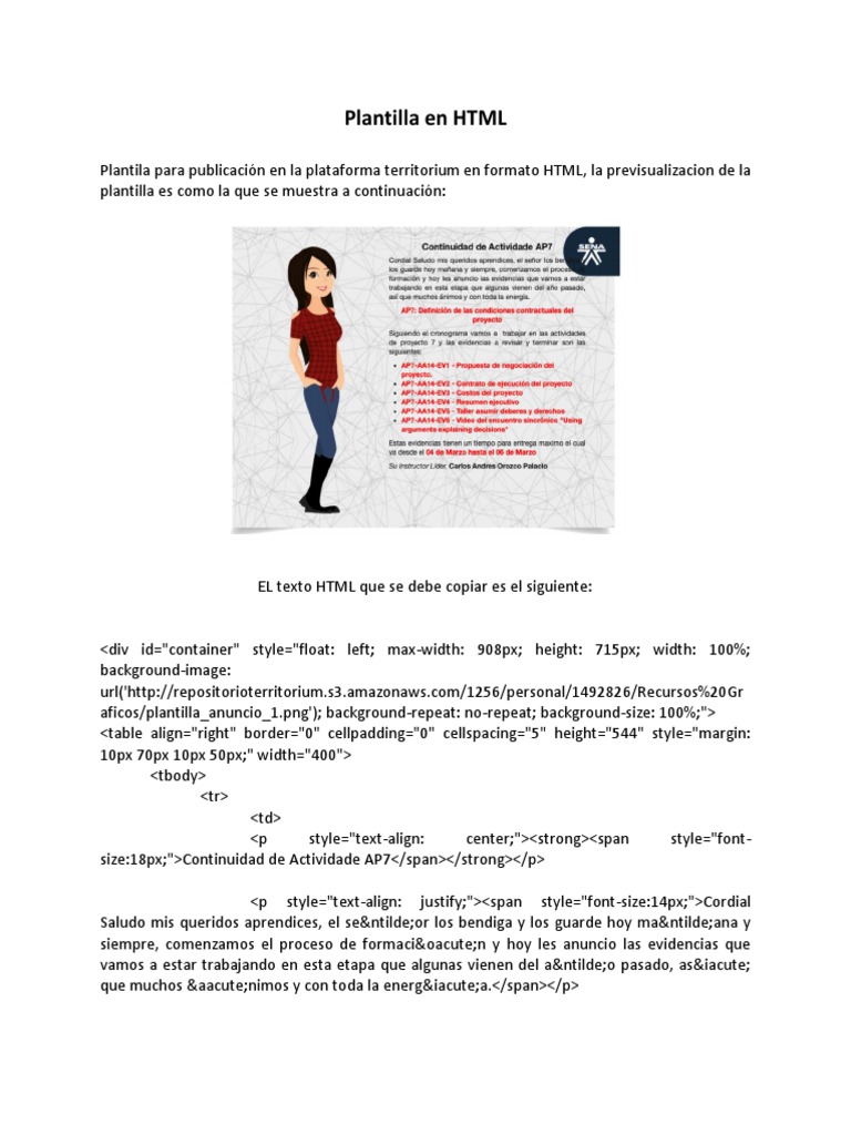 Plantilla en HTML | PDF | HTML | Informática
