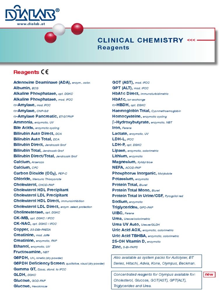 Dialab Clinical Chemistry Reagents | PDF | High Density Lipoprotein ...