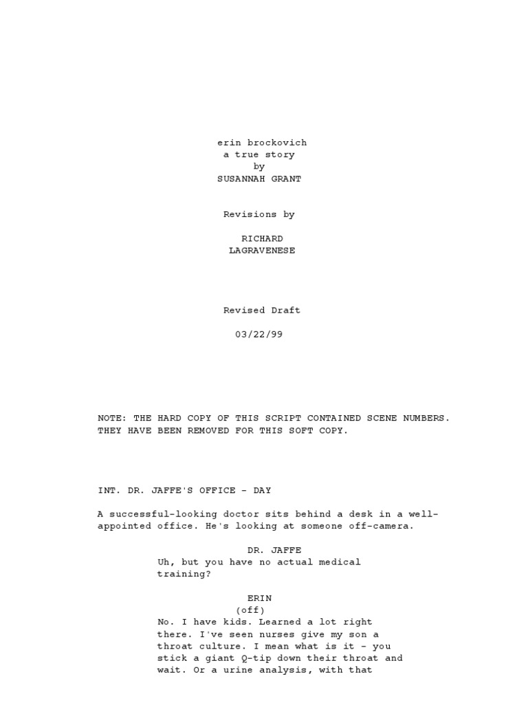 Erin Brockovich Script | PDF | Nature