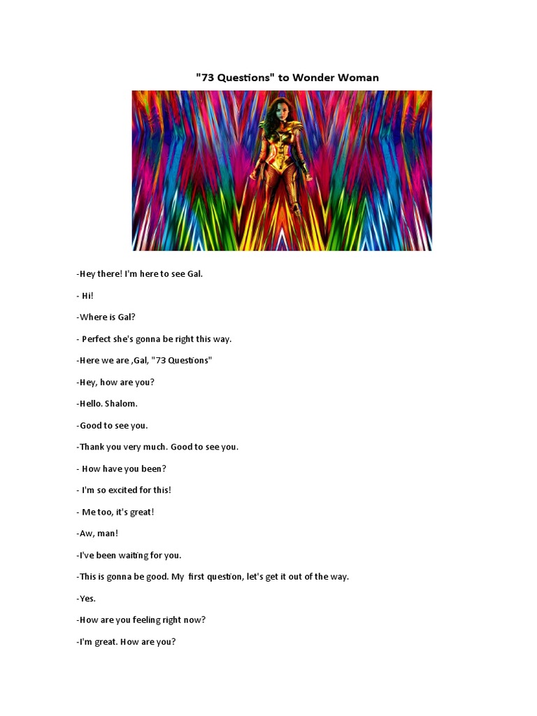 "73 Questions" To Wonder Woman | PDF