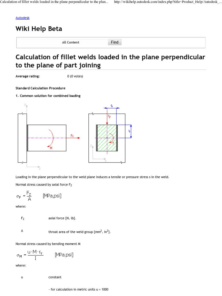 Calculation of Fillet Welds | PDF | Stress (Mechanics) | Bending