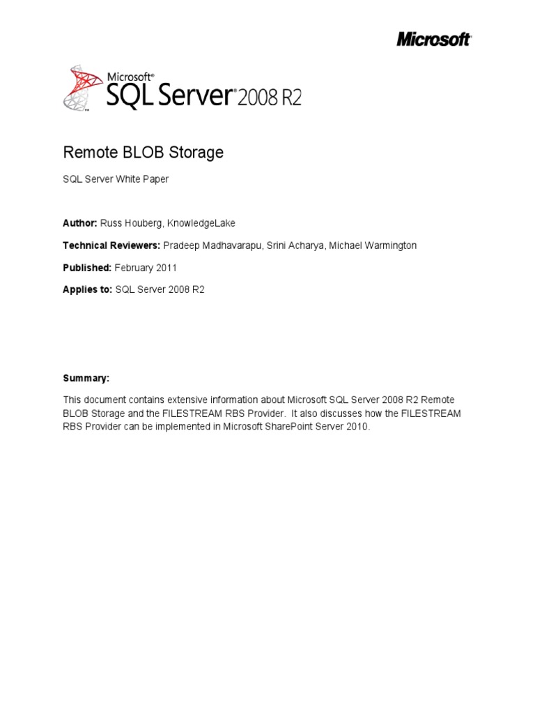 SQL Server 2008 R2 Remote Blob Storage | PDF | Microsoft Sql Server | Library (Computing)