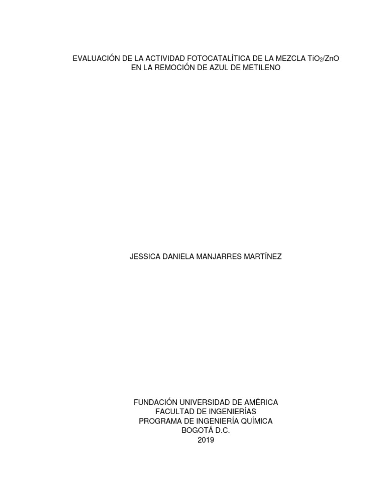 Fotocatálisis TiO2/ZnO en Azul de Metileno | PDF | Espectrofotometria ...
