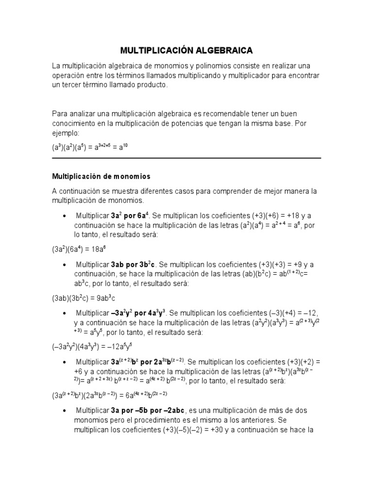 Multiplicación Algebraica | PDF | Eurípides | Multiplicación