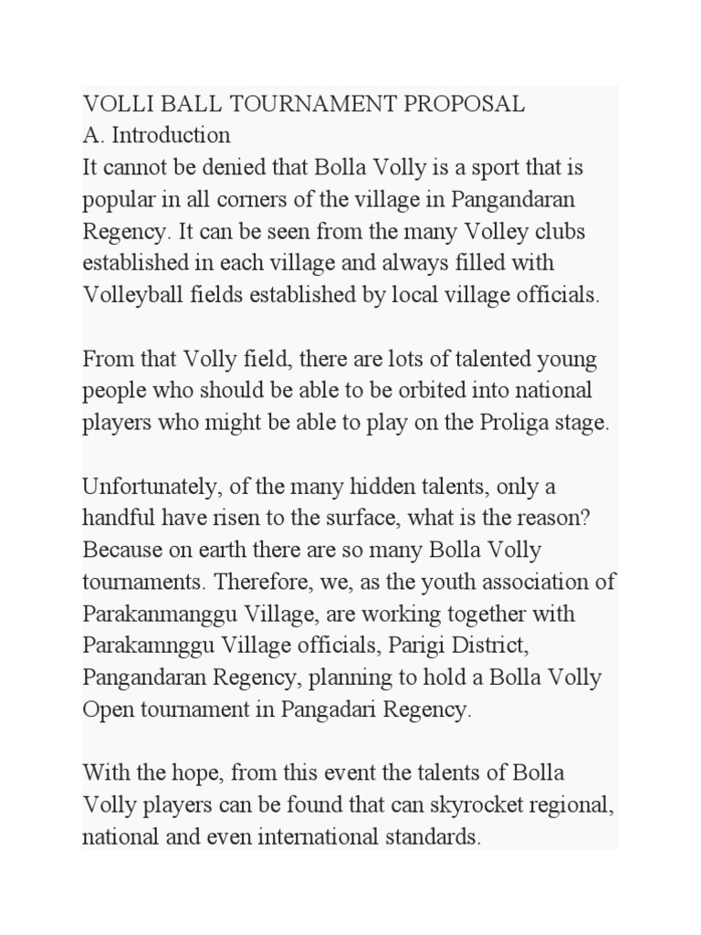 Volli Ball Tournament Proposal | PDF