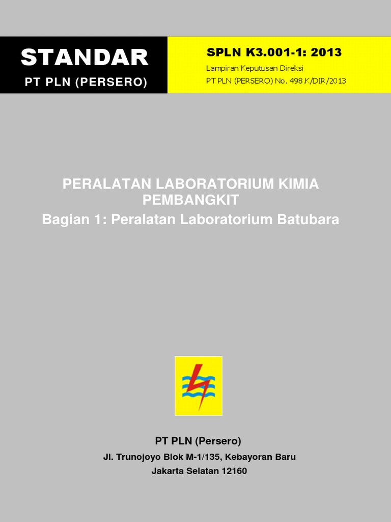 SPLN K3.001-1 2013 Peralatan Laboratorium Kimia Pembangkit - Bagian 1 ...