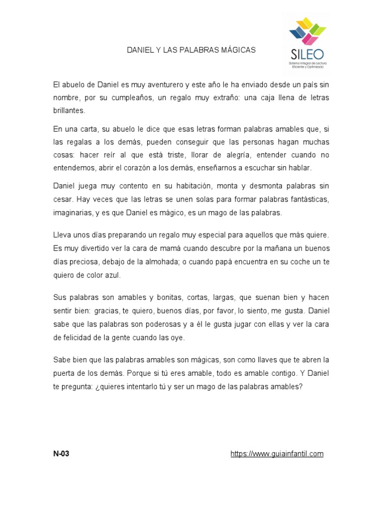 Daniel Y Las Palabras Mágicas Pdf