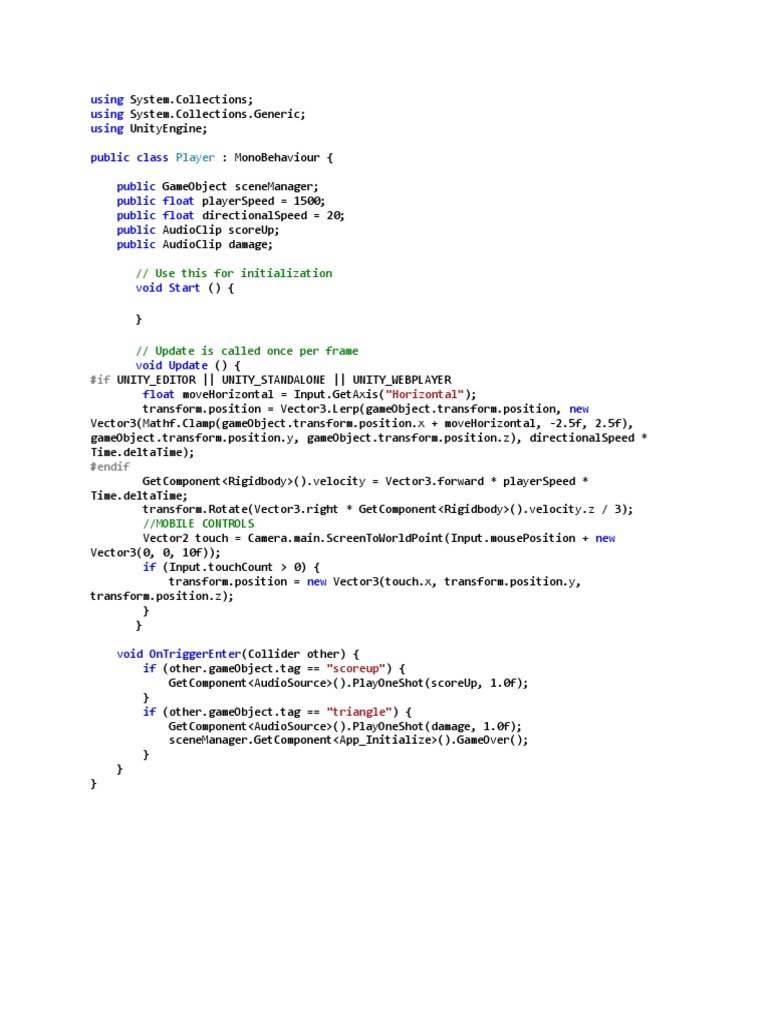 Player: Using Using Using Public Class Public Public Float Public Float ...