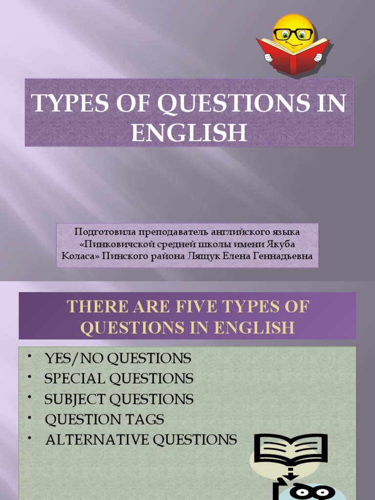 Types of Questions in English | PDF | Verb | Question