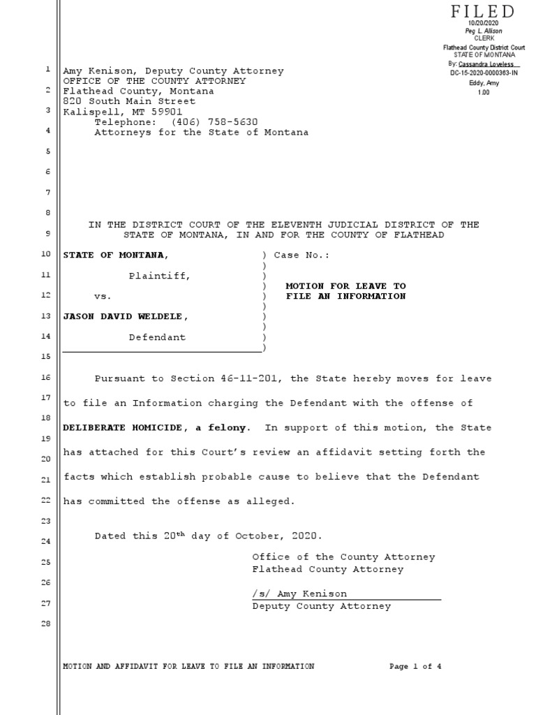 Motion and Affidavit For Leave To File Information PDF | PDF | Felony ...