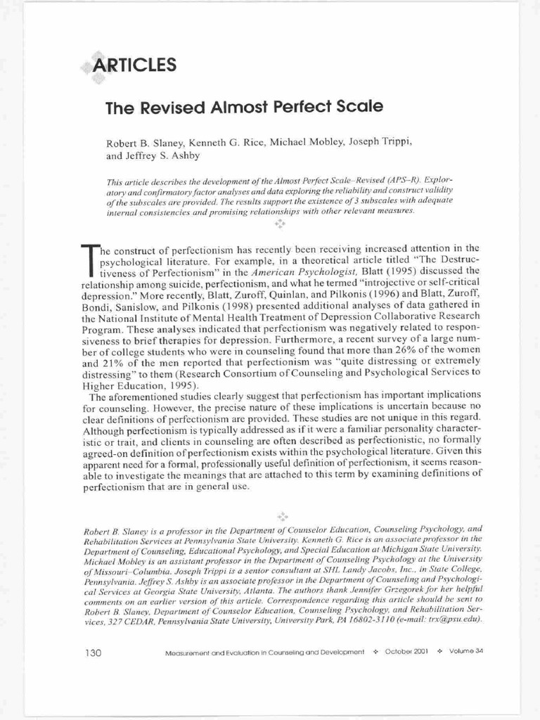 ++slaney (2001) The Revised Almost Perfect Scale PDF | PDF