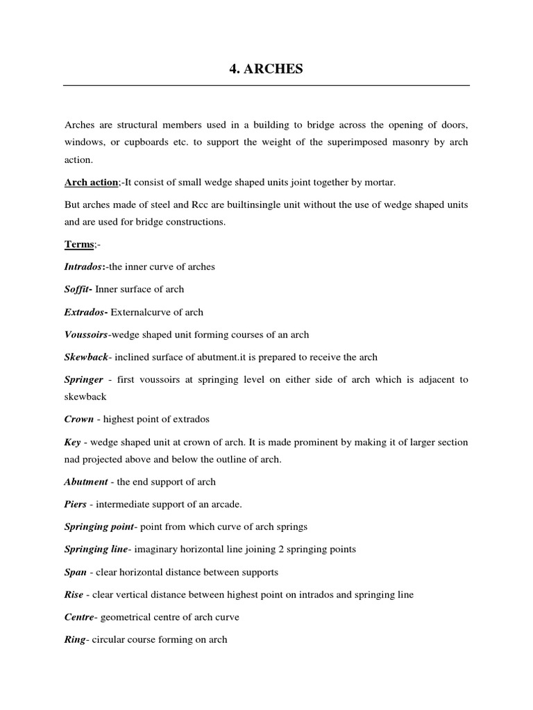 Arches: Arch Action - It Consist of Small Wedge Shaped Units Joint ...