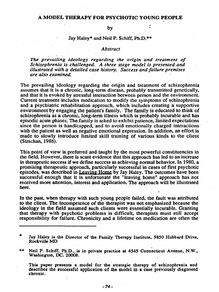 A Model Therapy For Psychotic Young People | PDF | Psychotherapy ...