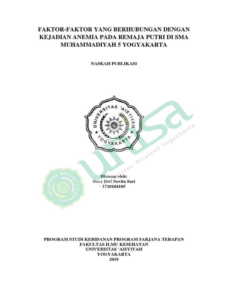 Faktor-Faktor Yang Berhubungan Dengan Kejadian Anemia Pada Remaja Putri Di Sma Muhammadiyah 5 ...