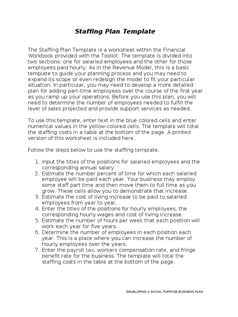 Staffing Plan Template | Payroll | Employment