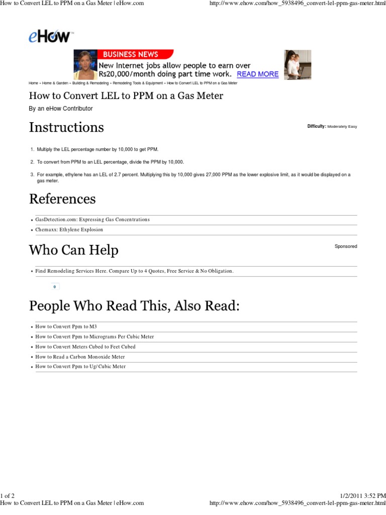 How To Convert LEL To PPM O.. | PDF | Parts Per Notation | Percentage