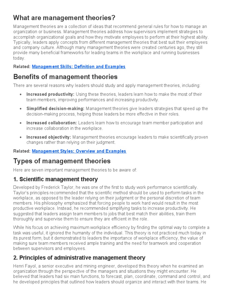 What Are Management Theories?: Management Skills: Definition and ...