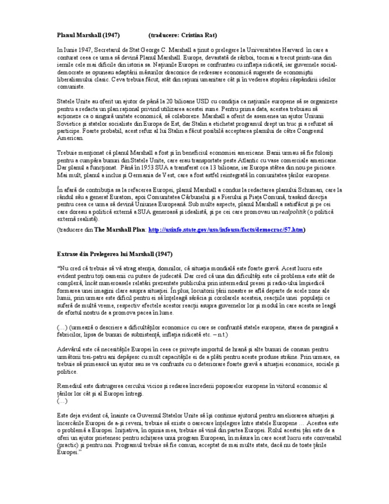 Planul Marshall 1947 | PDF