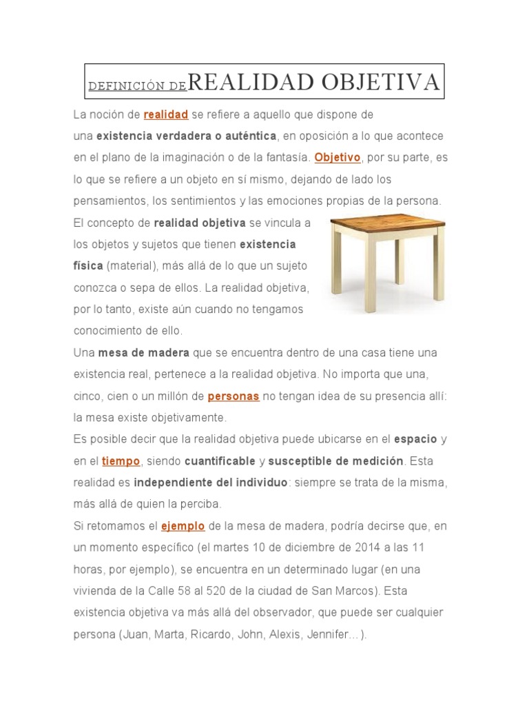 Definición de Realidad Objetiva | PDF