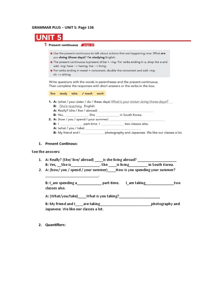 Grammar Plus - Unit 5 | PDF