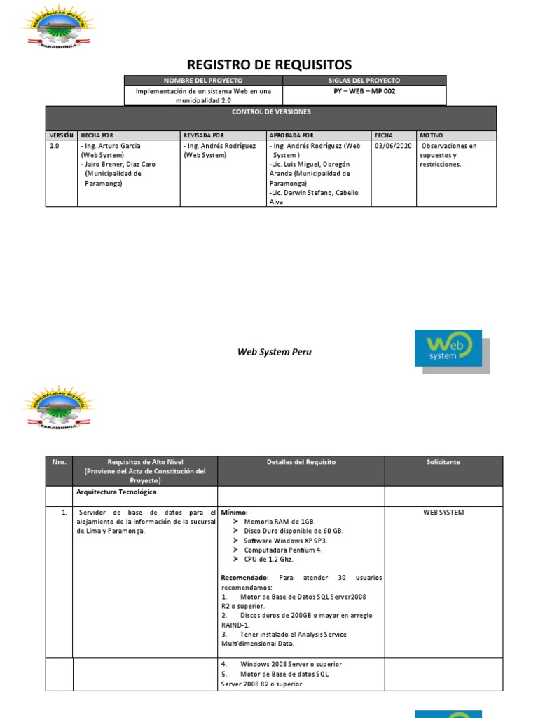 Movilway - F008 - Registro de Requisitos | PDF | Microsoft Windows | Servicios de Información de ...