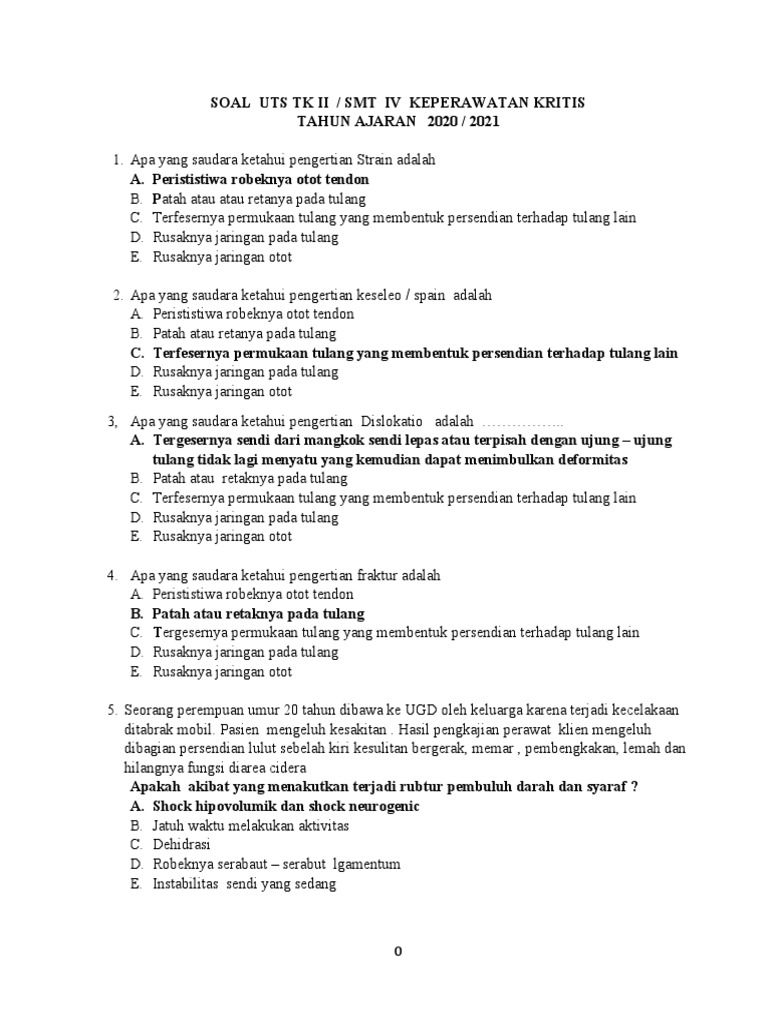 Soal Uts Kritis TK Ii | PDF | Kesehatan Holistik | Pengembangan Diri