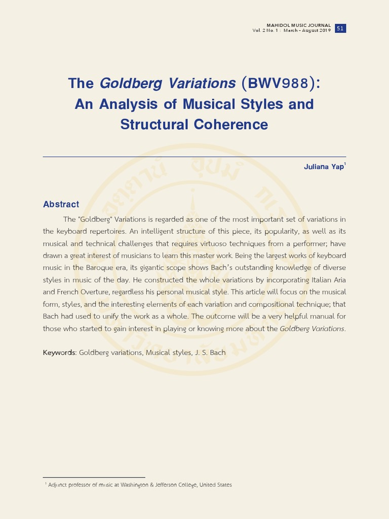 Golberg Variations Analysis PDF | PDF | Goldberg Variations | Variation ...