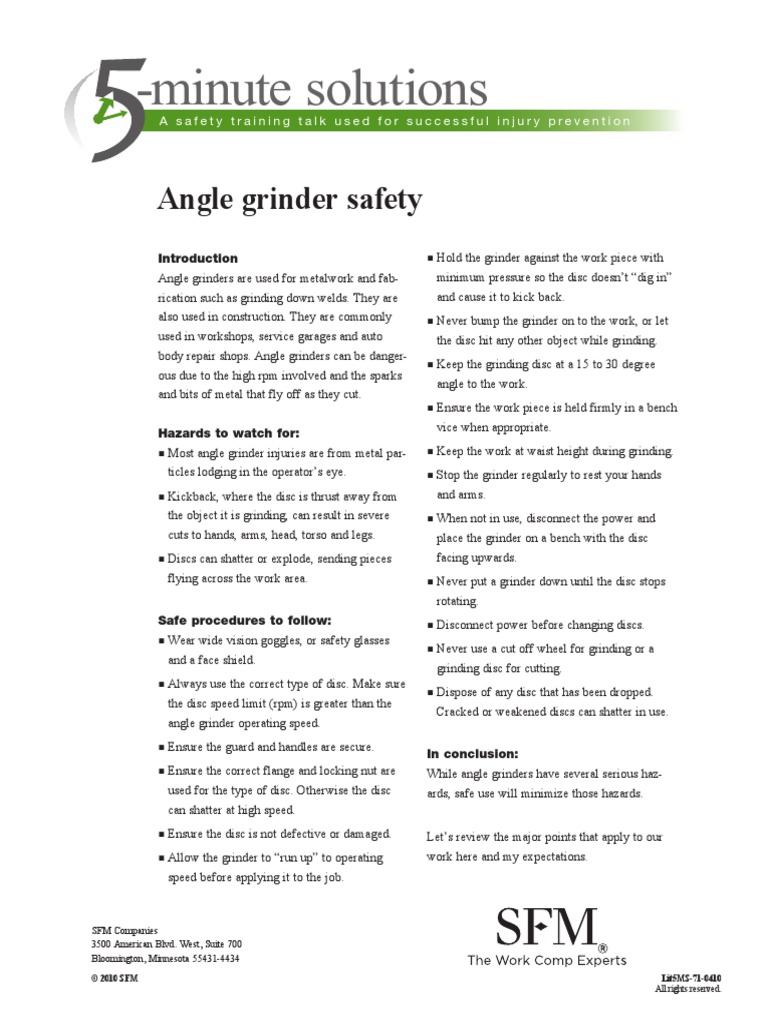 Attachment 2 Angle Guidance Safety - Grinder | PDF | Nature