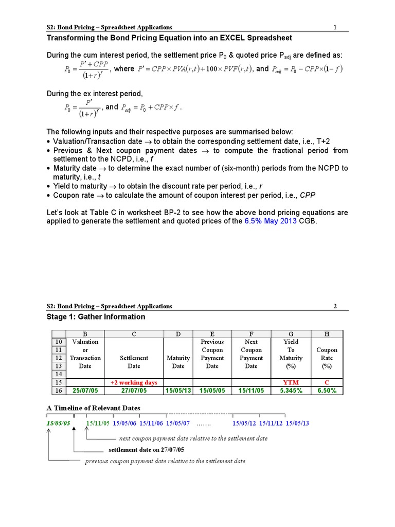 Excel Bond Pricing Model Guide | PDF