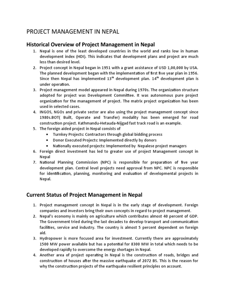 Project Management in Nepal | PDF | Nepal | Developing Country