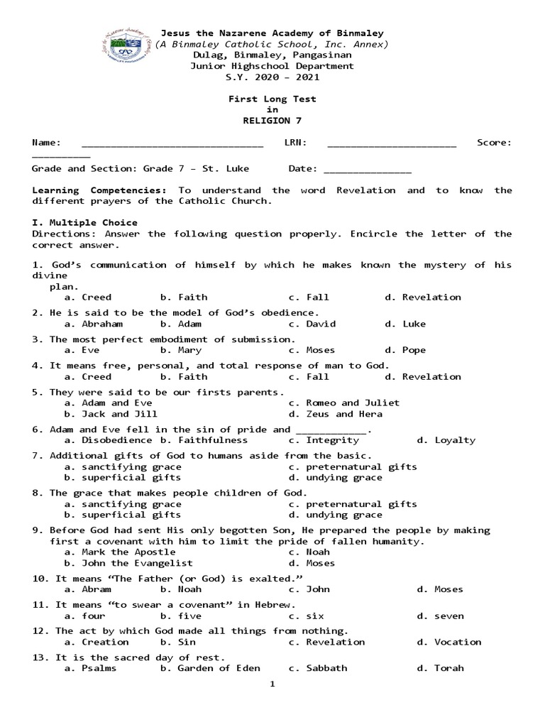 (A Binmaley Catholic School, Inc. Annex) : Jesus The Nazarene Academy ...