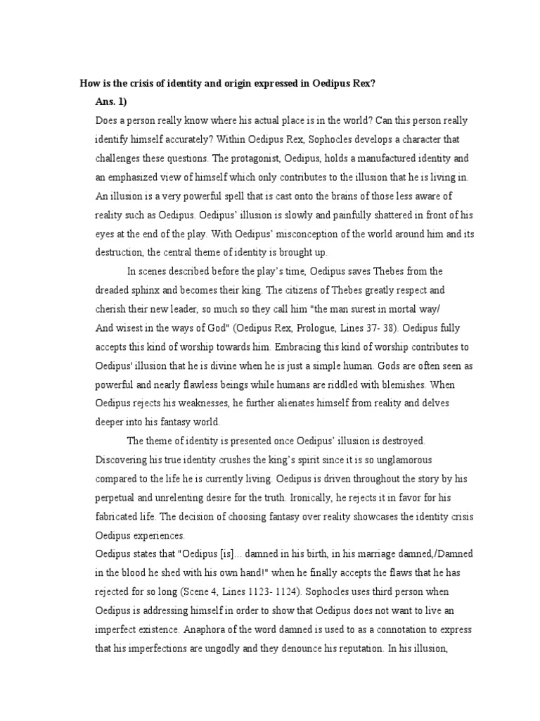 Crisis of Identity and Origin in Oedipus Rex | PDF | Sophocles