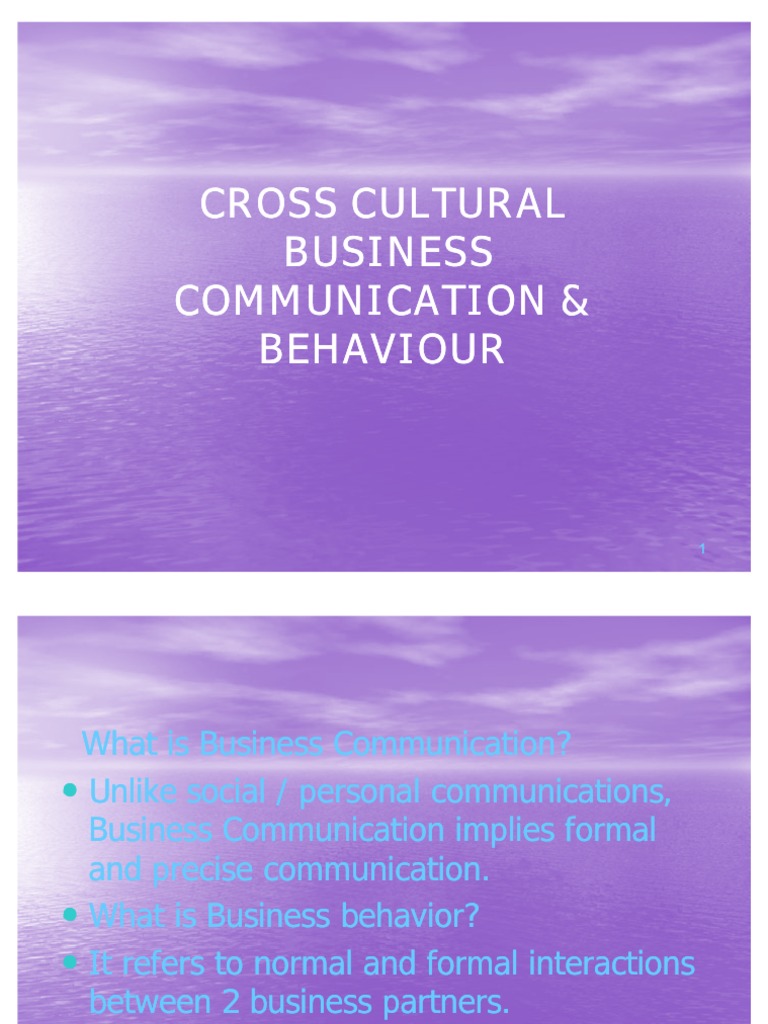 CROSS CULTURAL Business Communication 09 | PDF | Communication | Behavior