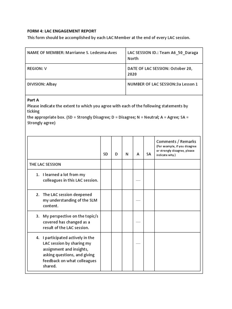 Form 4. LAC Engagement Report | PDF