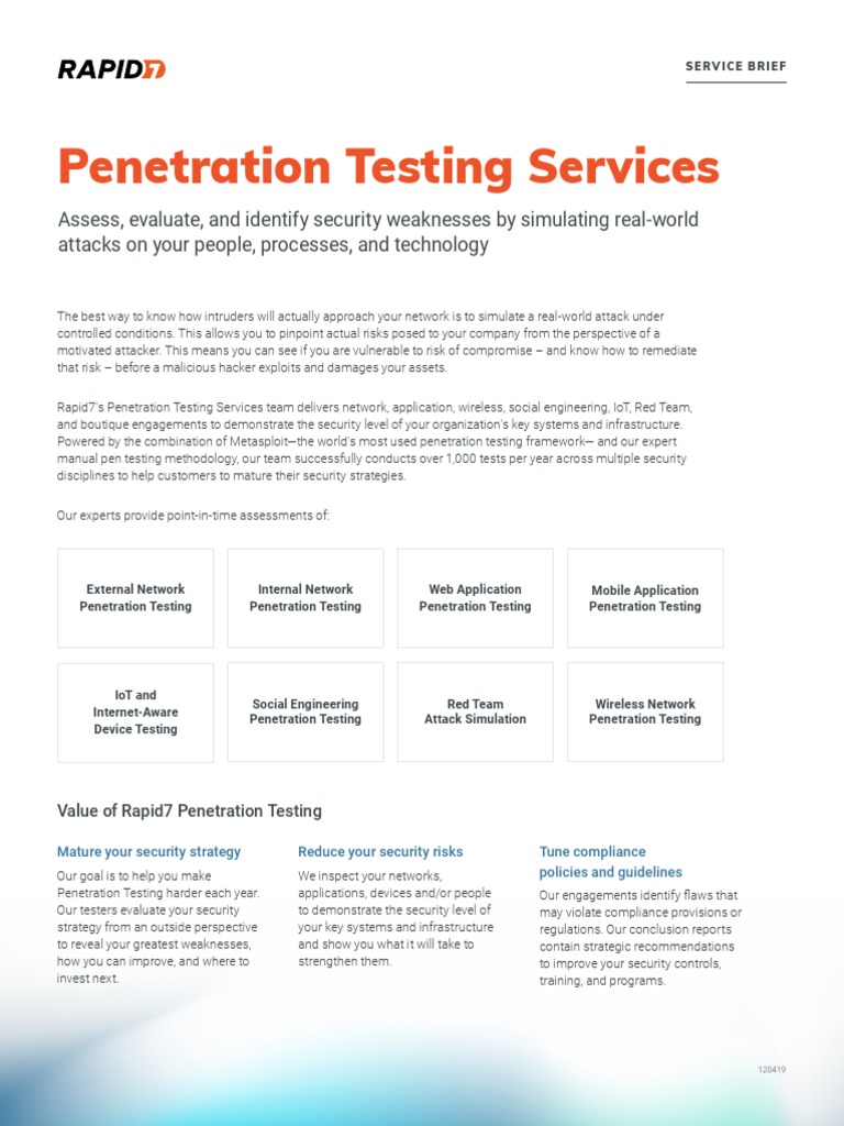 Rapid7 Penetration Testing Service Brief | PDF | Penetration Test ...