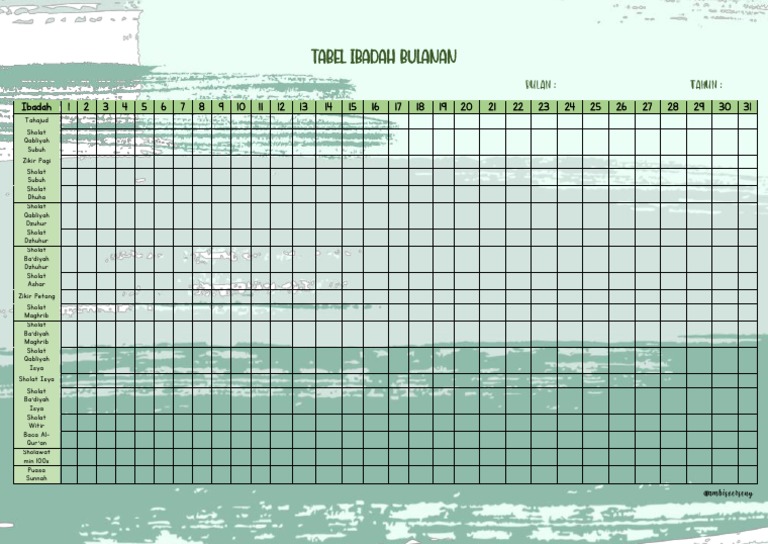 Tabel Ibadah 5 PDF | PDF
