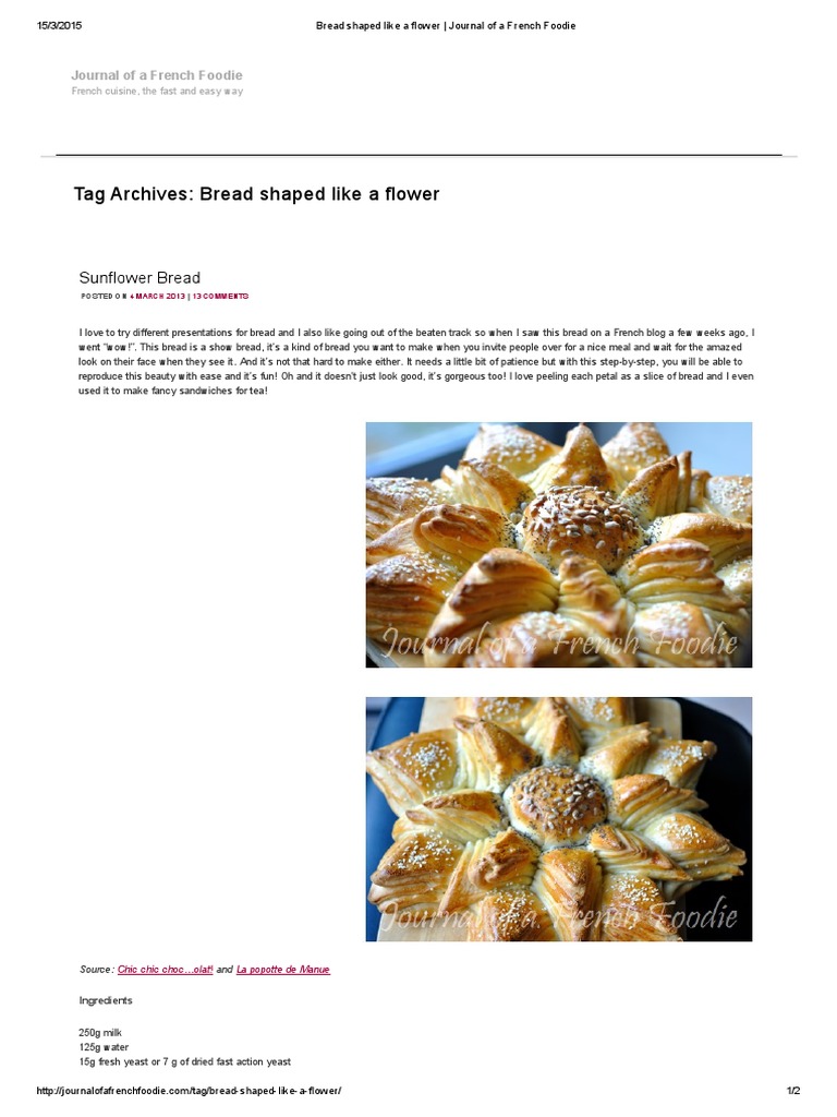 Bread Shaped Like A Flower - Journal of A French Foodie | PDF | Breads ...