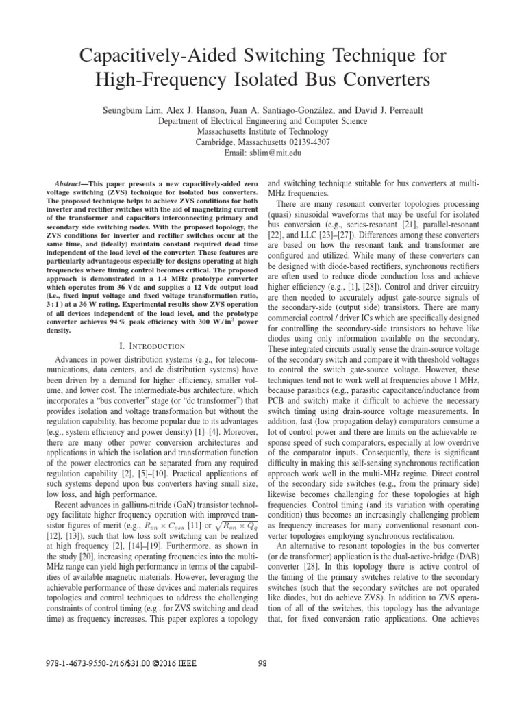 Capacitively-Aided Switching Technique For High-Frequency Isolated Bus ...